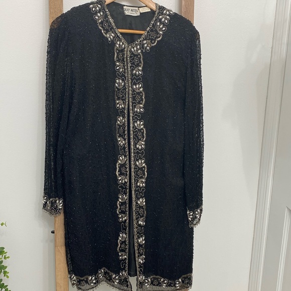 Cherish | Dresses | Vintage Cherish Beaded Duster Jacketblack Cocktail ...